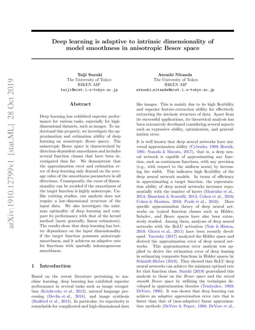Deep learning is adaptive to intrinsic dimensionality of model ...