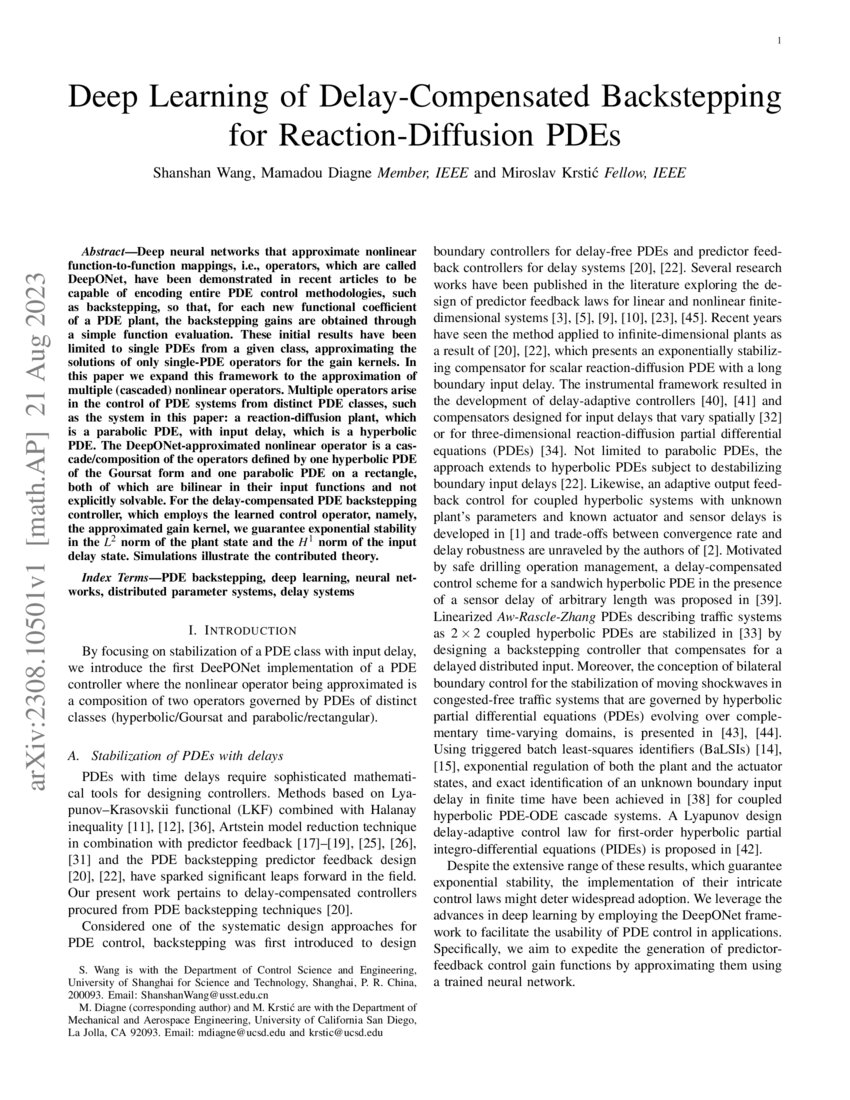 Deep Learning Of Delay Compensated Backstepping For Reaction Diffusion Pdes Deepai