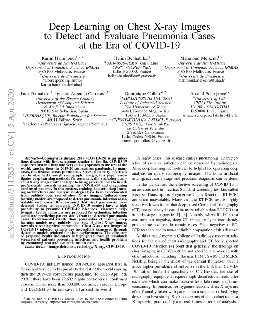 Deep Learning on Chest X-ray Images to Detect and Evaluate Pneumonia ...