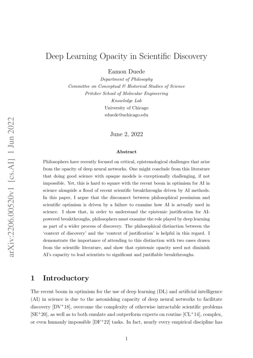 Deep Learning Opacity in Scientific Discovery | DeepAI