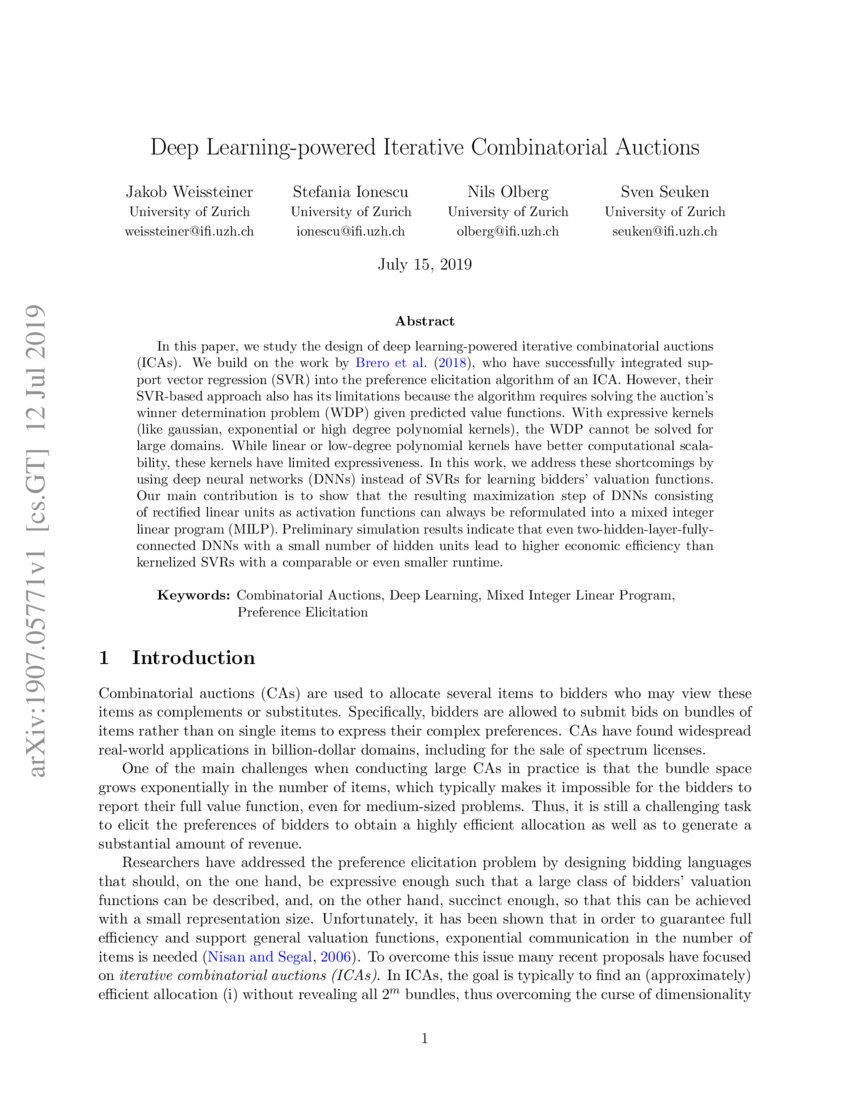 Deep Learning Powered Iterative Combinatorial Auctions Deepai