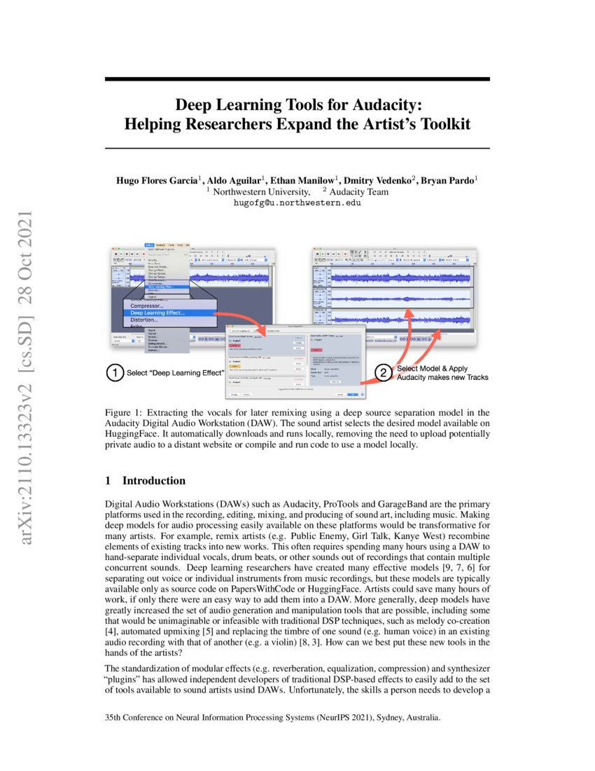 Deep Learning Tools for Audacity: Helping Researchers Expand the Artist ...