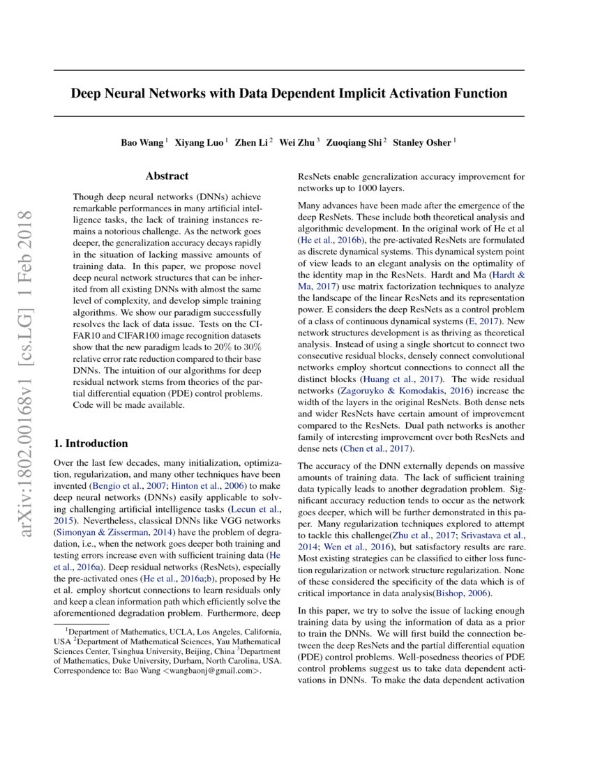 Deep Learning with Data Dependent Implicit Activation Function | DeepAI