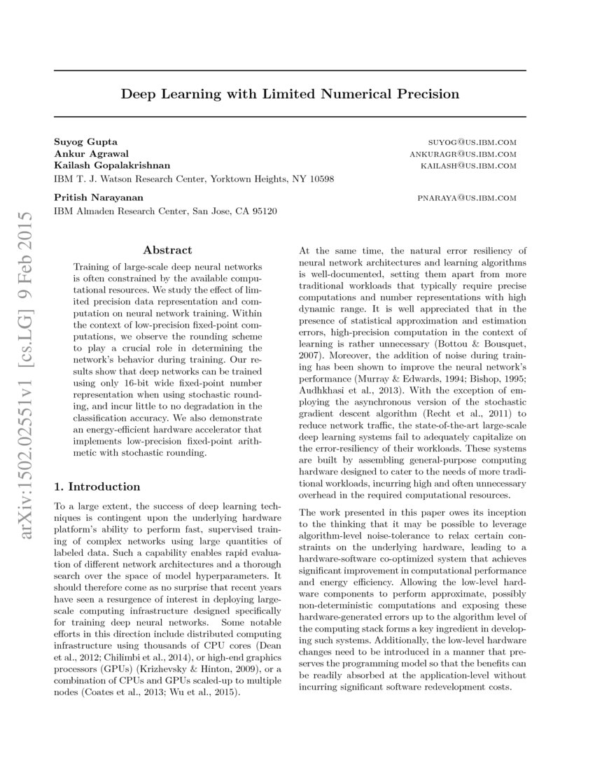 Deep Learning with Limited Numerical Precision | DeepAI