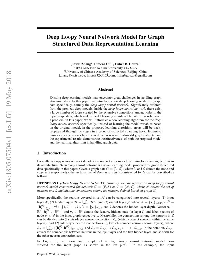 Deep Loopy Neural Network Model for Graph Structured Data ...