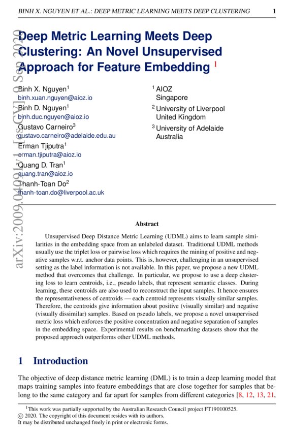 Deep Metric Learning Meets Deep Clustering An Novel Unsupervised Approach For Feature Embedding