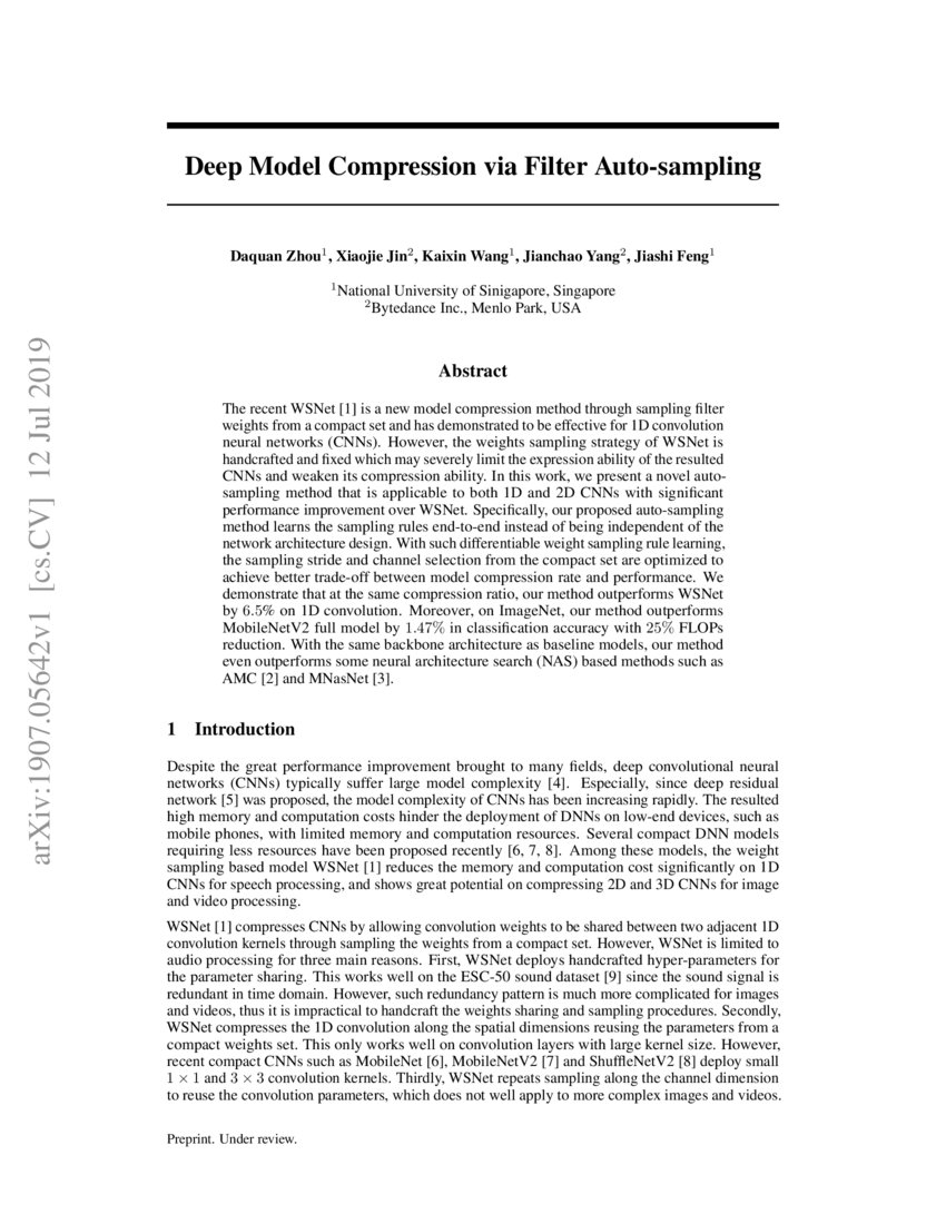 Deep Model Compression via Filter Auto-sampling | DeepAI