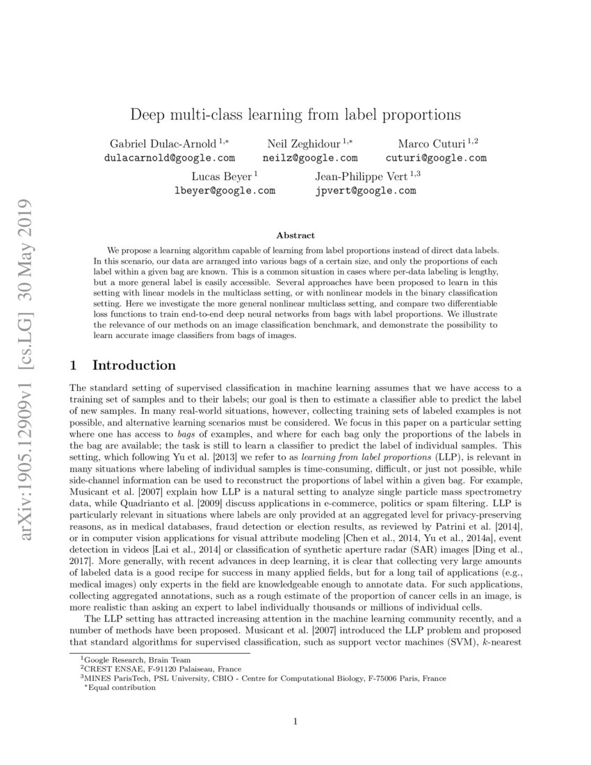 Deep multi-class learning from label proportions | DeepAI