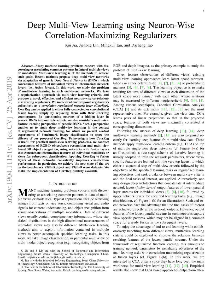 Deep Multi-View Learning using Neuron-Wise Correlation-Maximizing Regularizers | DeepAI