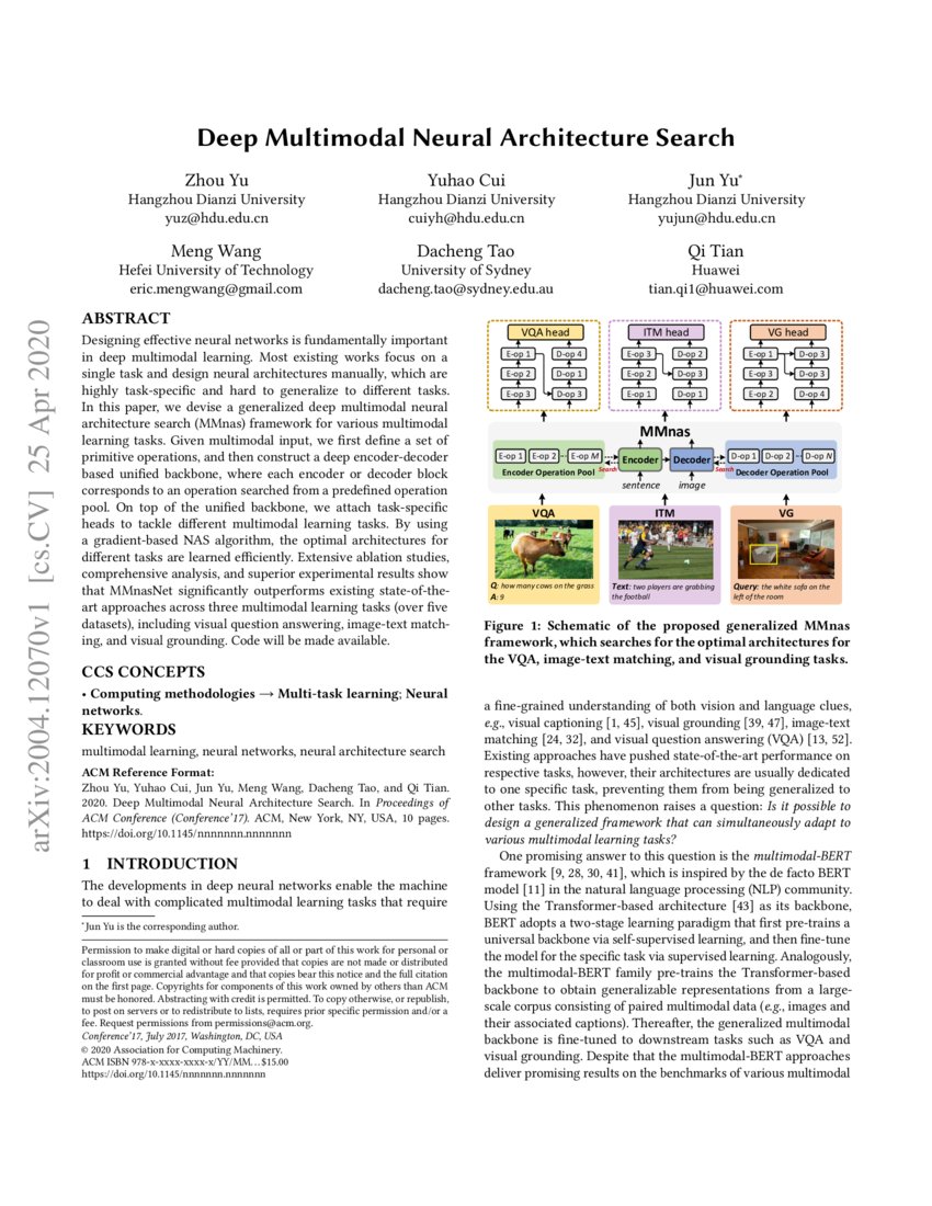 Deep Multimodal Neural Architecture Search Deepai 
