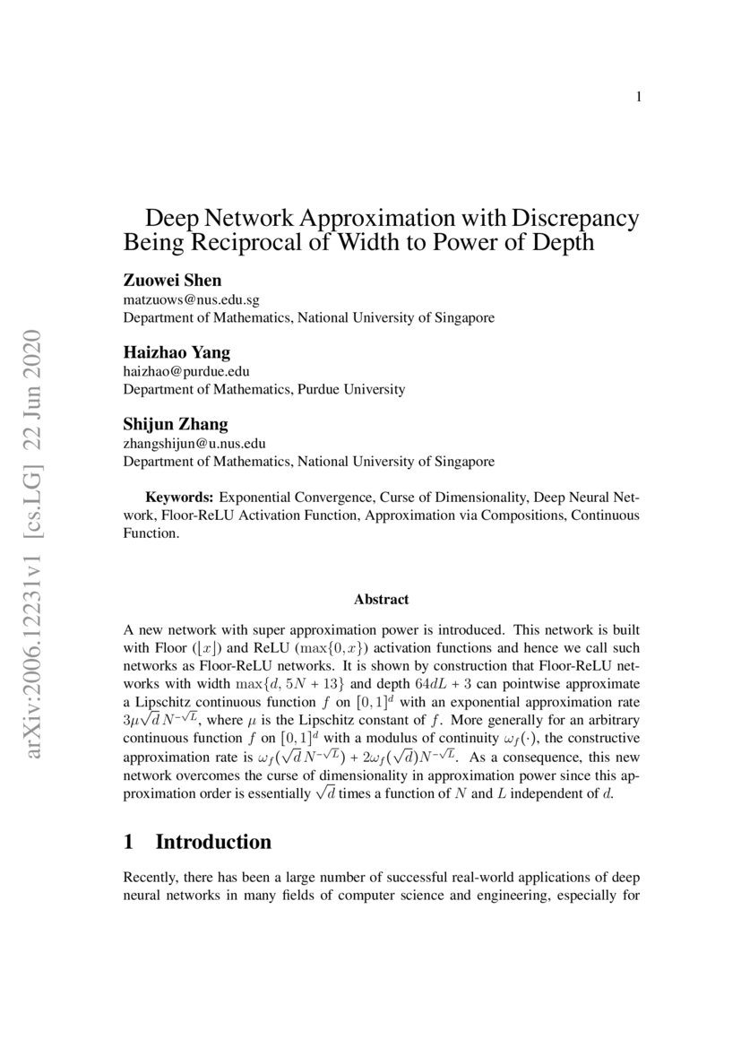 Deep Network Approximation With Discrepancy Being Reciprocal Of Width