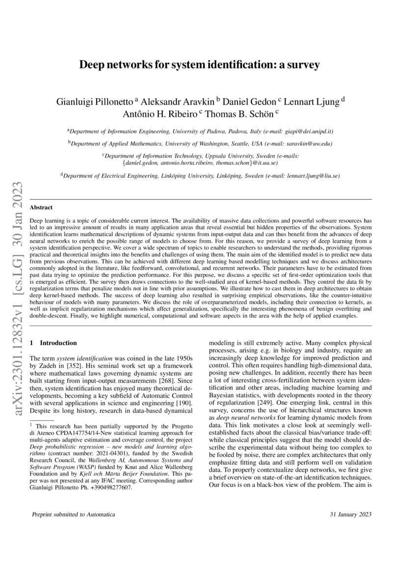 Deep networks for system identification: a Survey | DeepAI