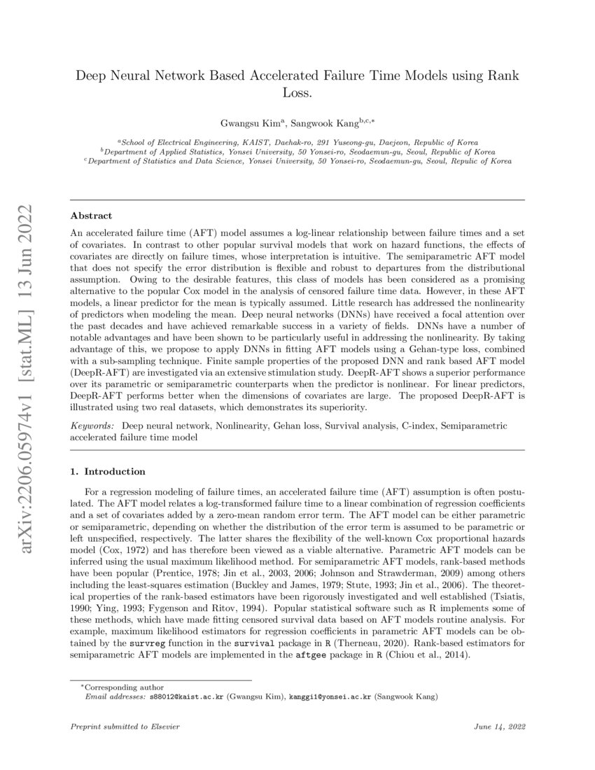 Deep Neural Network Based Accelerated Failure Time Models using Rank Loss | DeepAI