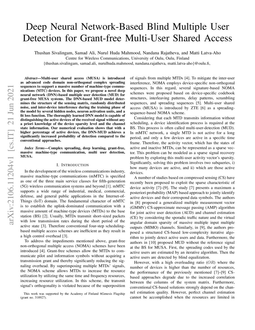 Deep Neural Network Based Blind Multiple User Detection For Grant Free Multi User Shared Access