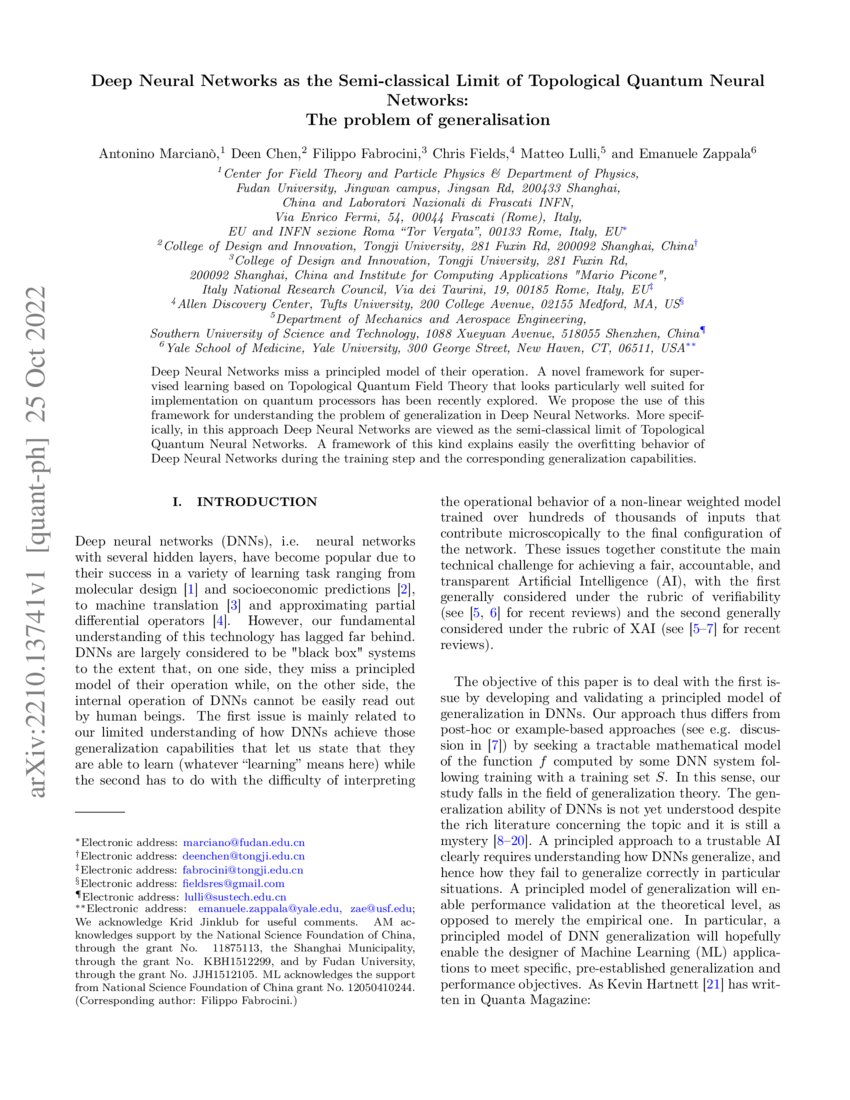 Deep Neural Networks as the Semi-classical Limit of Topological Quantum ... Deep Neural Networks as the Semi-classical Limit of Topological Quantum ...