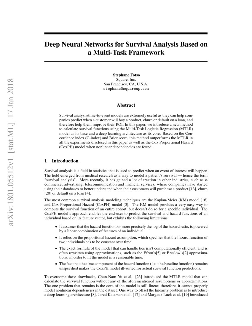 Deep Neural Networks for Survival Analysis Based on a Multi-Task ...