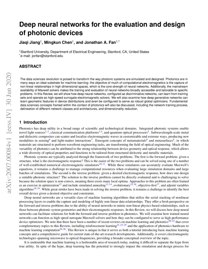 Deep Neural Networks For The Evaluation And Design Of Photonic Devices Deepai 7742