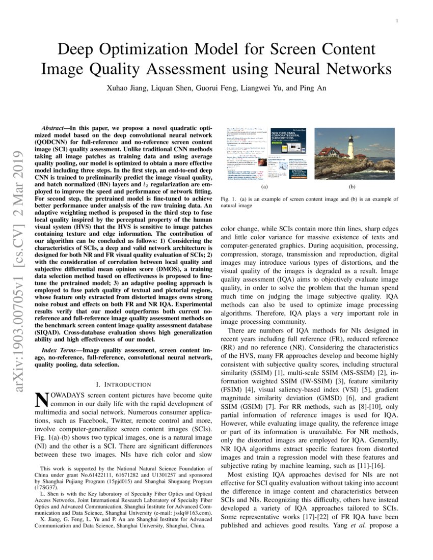 Deep Optimization model for Screen Content Image Quality Assessment ...