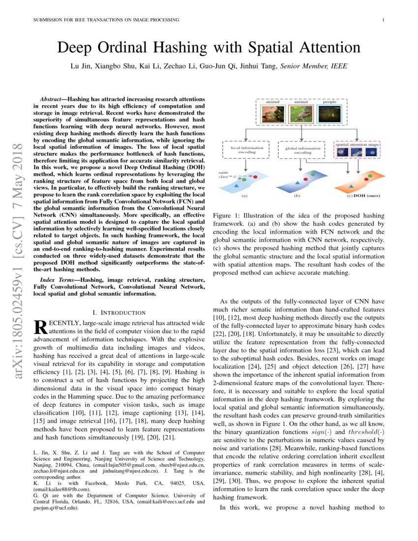Deep Ordinal Hashing with Spatial Attention | DeepAI