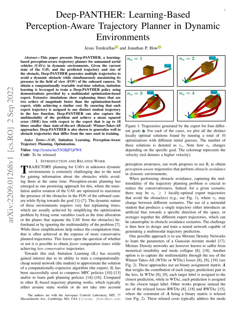 Deep Panther Learning Based Perception Aware Trajectory Planner In Dynamic Environments Deepai