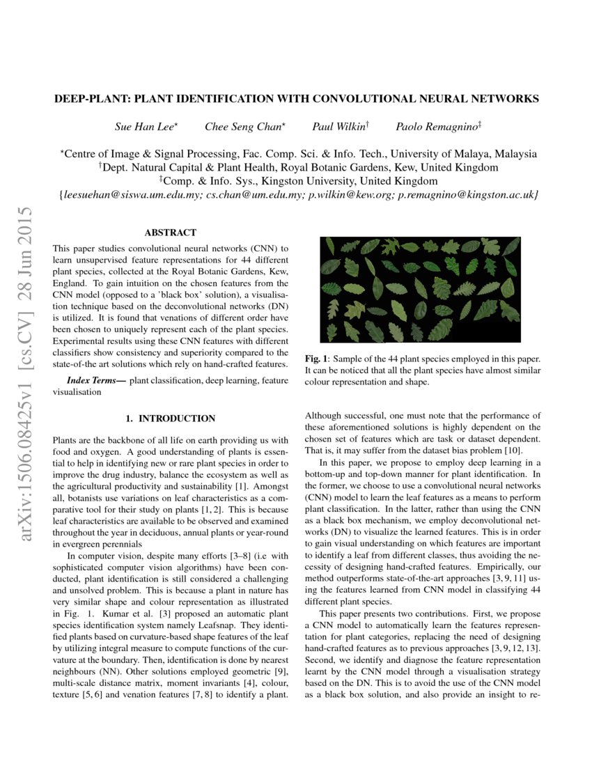Deep-Plant: Plant Identification with convolutional neural networks | DeepAI