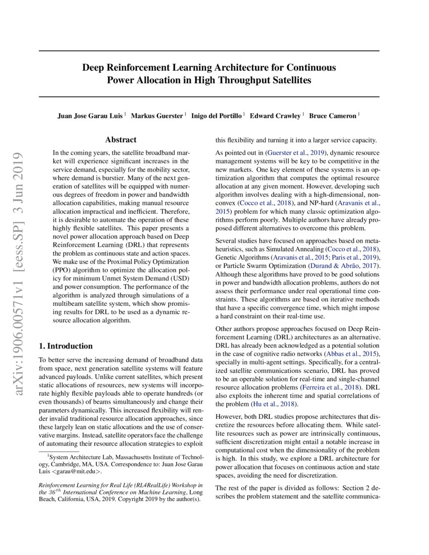Deep Reinforcement Learning Architecture for Continuous Power Allocation in High Throughput ...