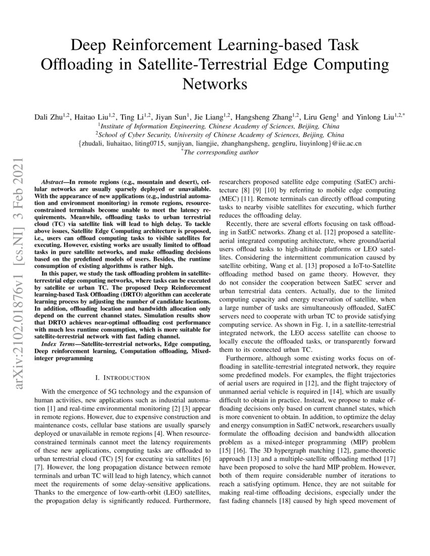 Deep Reinforcement Learning Based Task Offloading In Satellite Terrestrial Edge Computing