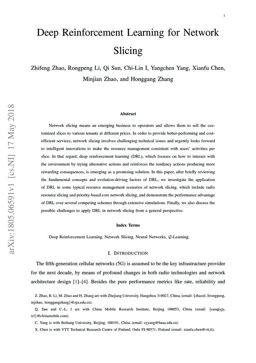 Deep Reinforcement Learning For Network Slicing Deepai