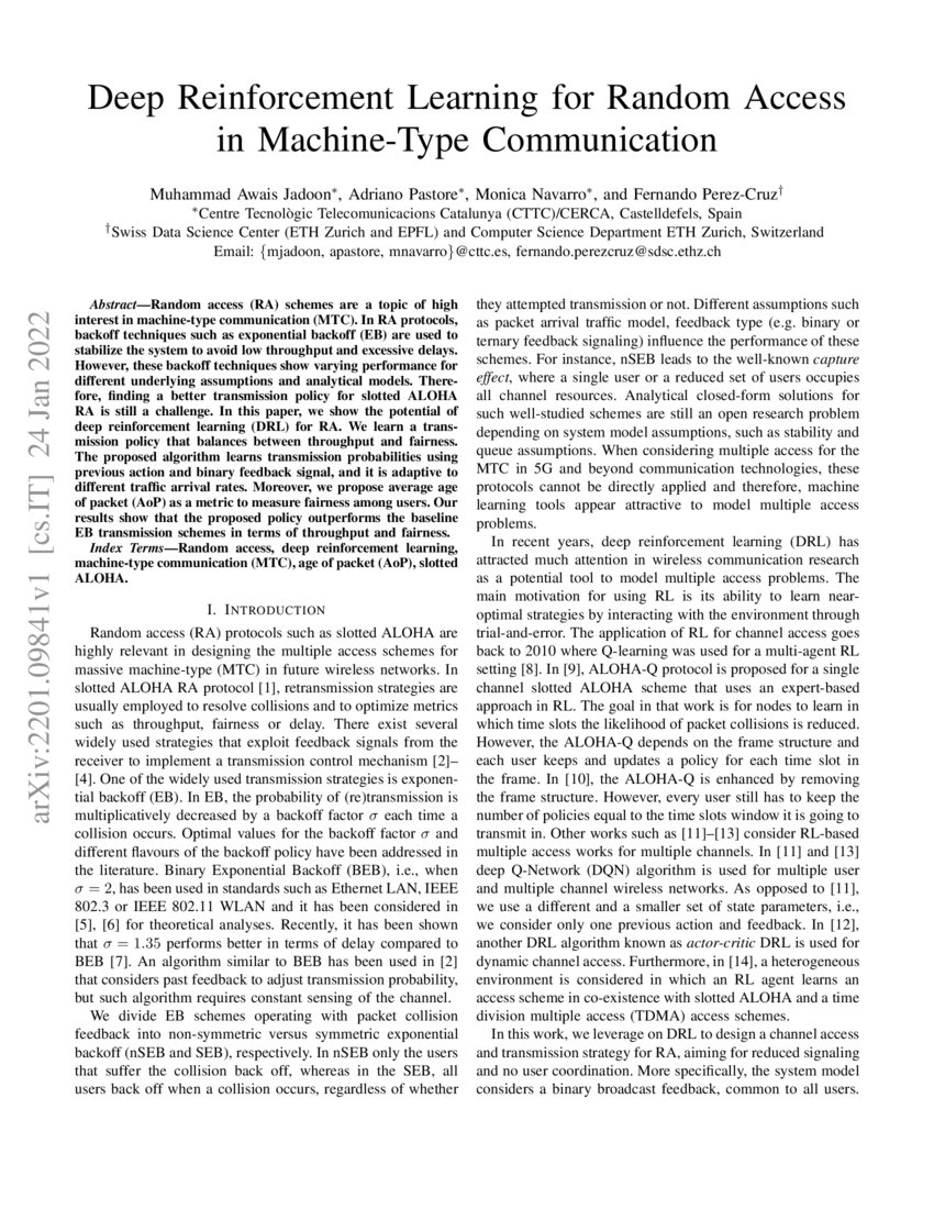 Deep Reinforcement Learning for Random Access in Machine-Type ...