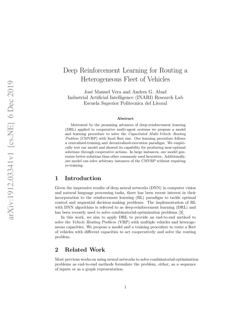Deep Reinforcement Learning for Routing a Heterogeneous Fleet of ...