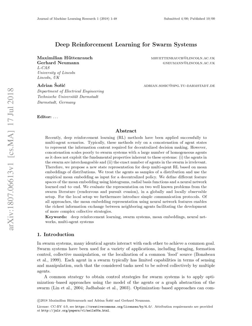 Deep Reinforcement Learning for Swarm Systems | DeepAI