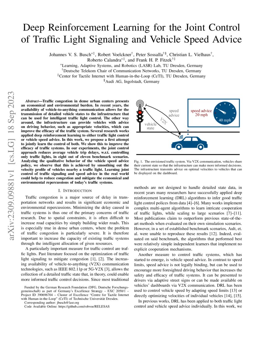 Deep Reinforcement Learning For The Joint Control Of Traffic Light Signaling And Vehicle Speed