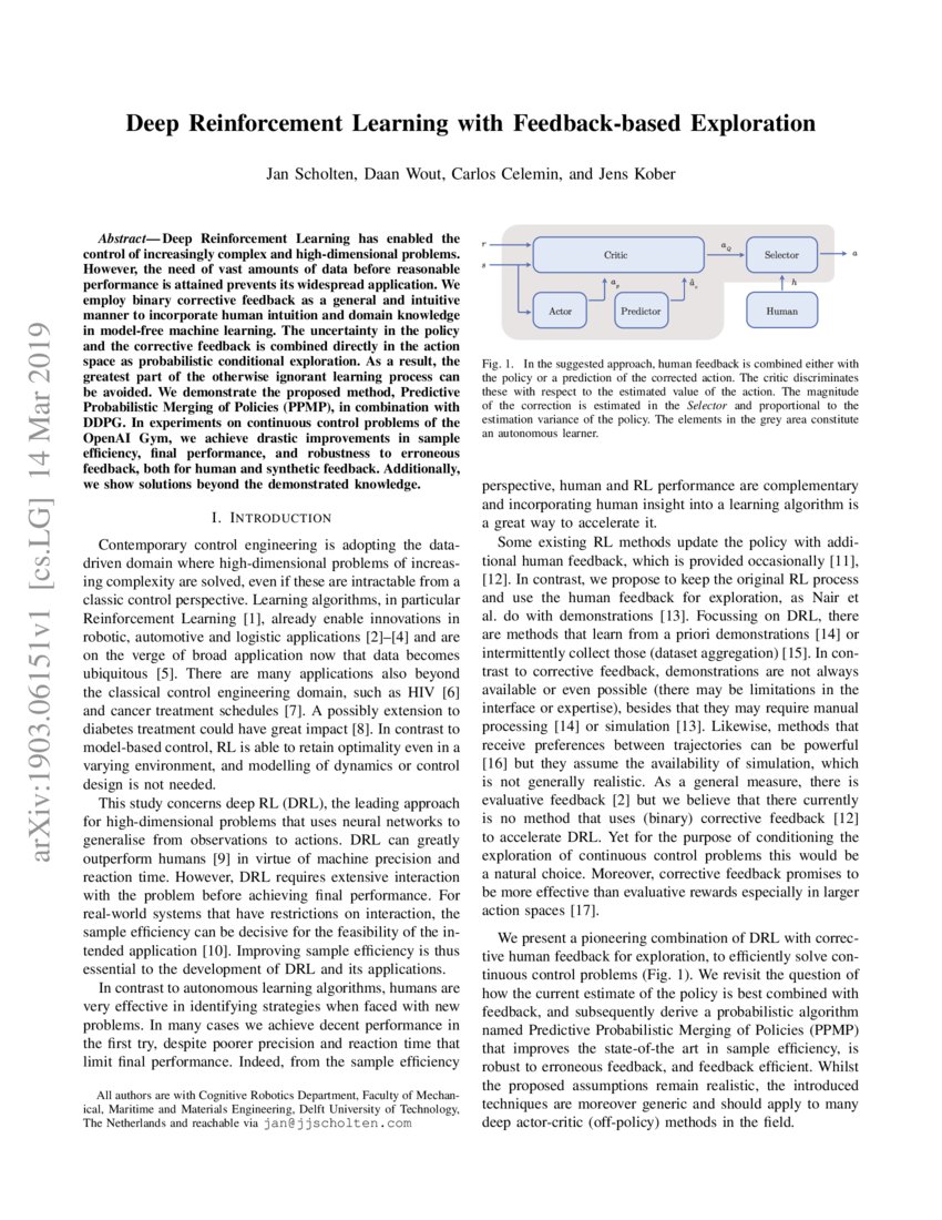 Deep Reinforcement Learning with Feedback-based Exploration | DeepAI
