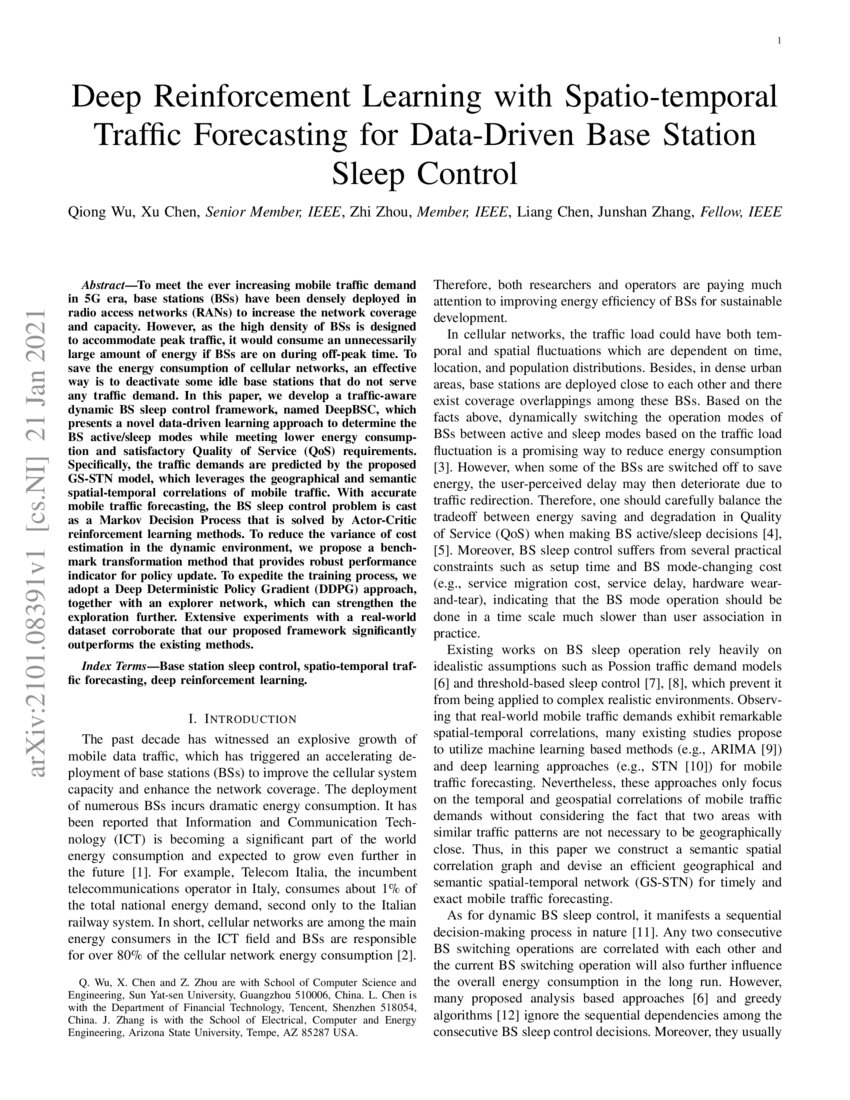 Deep Reinforcement Learning with Spatio-temporal Traffic Forecasting for Data-Driven Base ...
