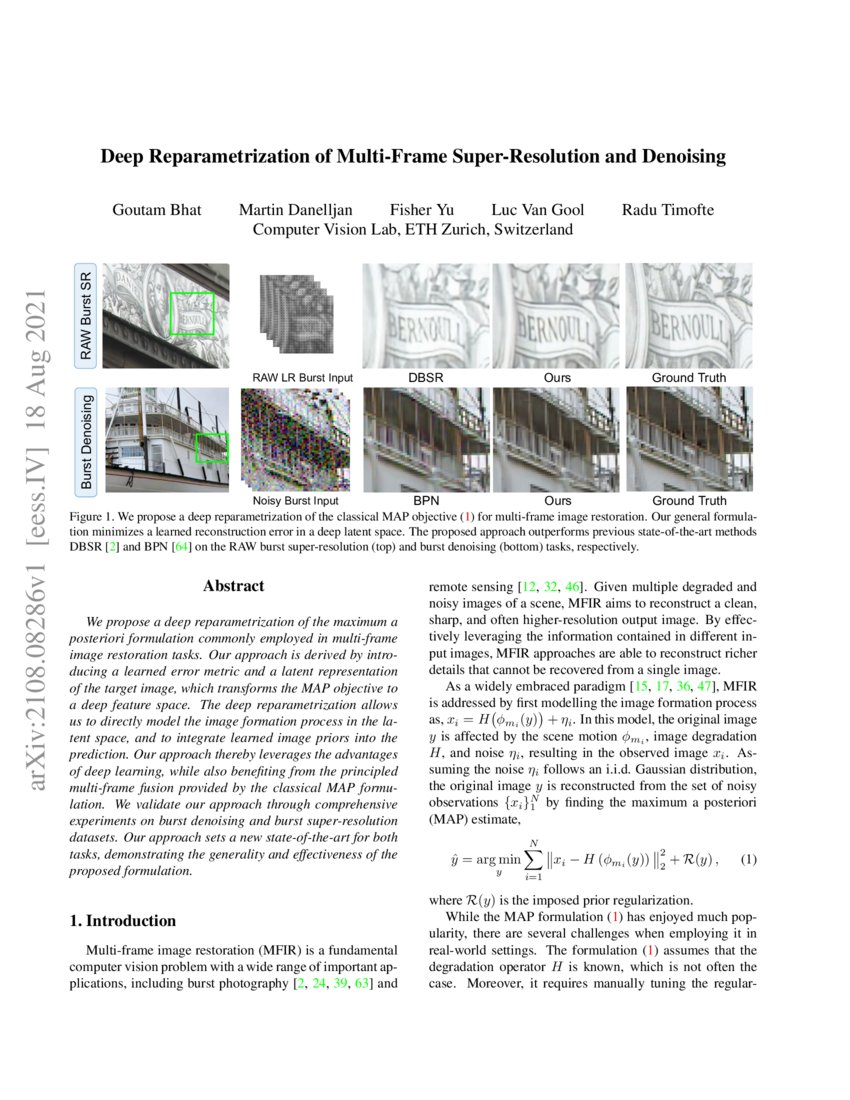 Deep Reparametrization of Multi-Frame Super-Resolution and Denoising ...