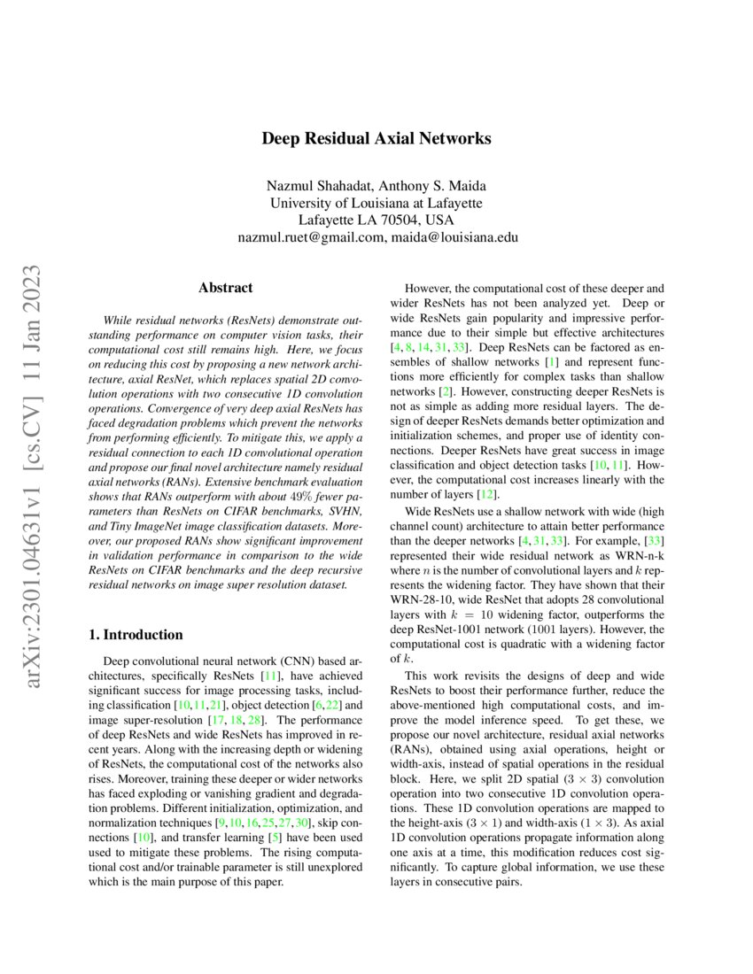 Deep Residual Axial Networks | DeepAI