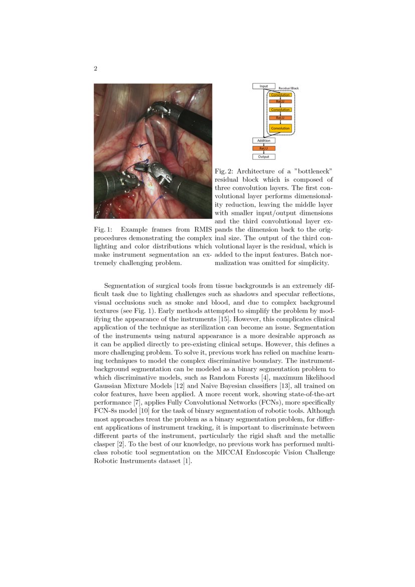 Deep Residual Learning For Instrument Segmentation In Robotic Surgery