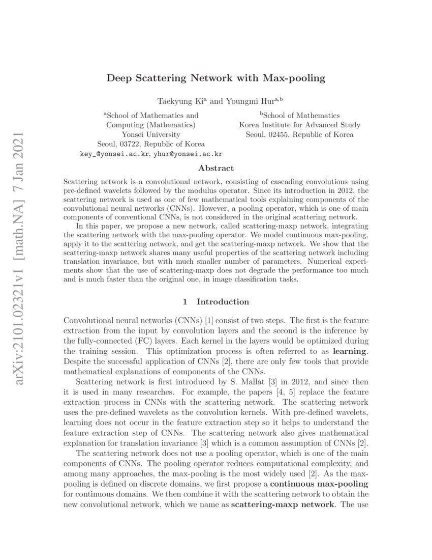 Deep Scattering Network with Max-pooling | DeepAI