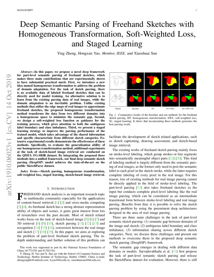 Deep Semantic Parsing of Freehand Sketches with Homogeneous Transformation, Soft-Weighted Loss ...