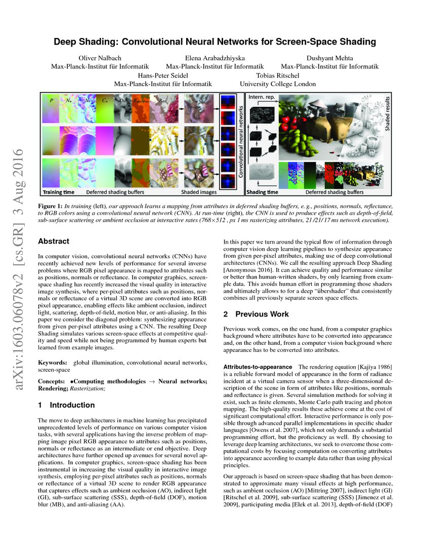 Deep Shading: Convolutional Neural Networks for Screen-Space Shading ...