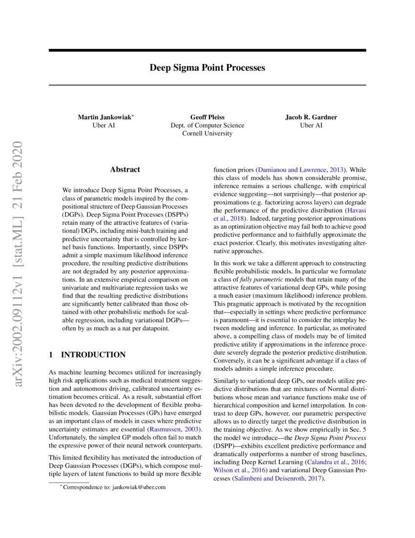 Deep Sigma Point Processes | DeepAI