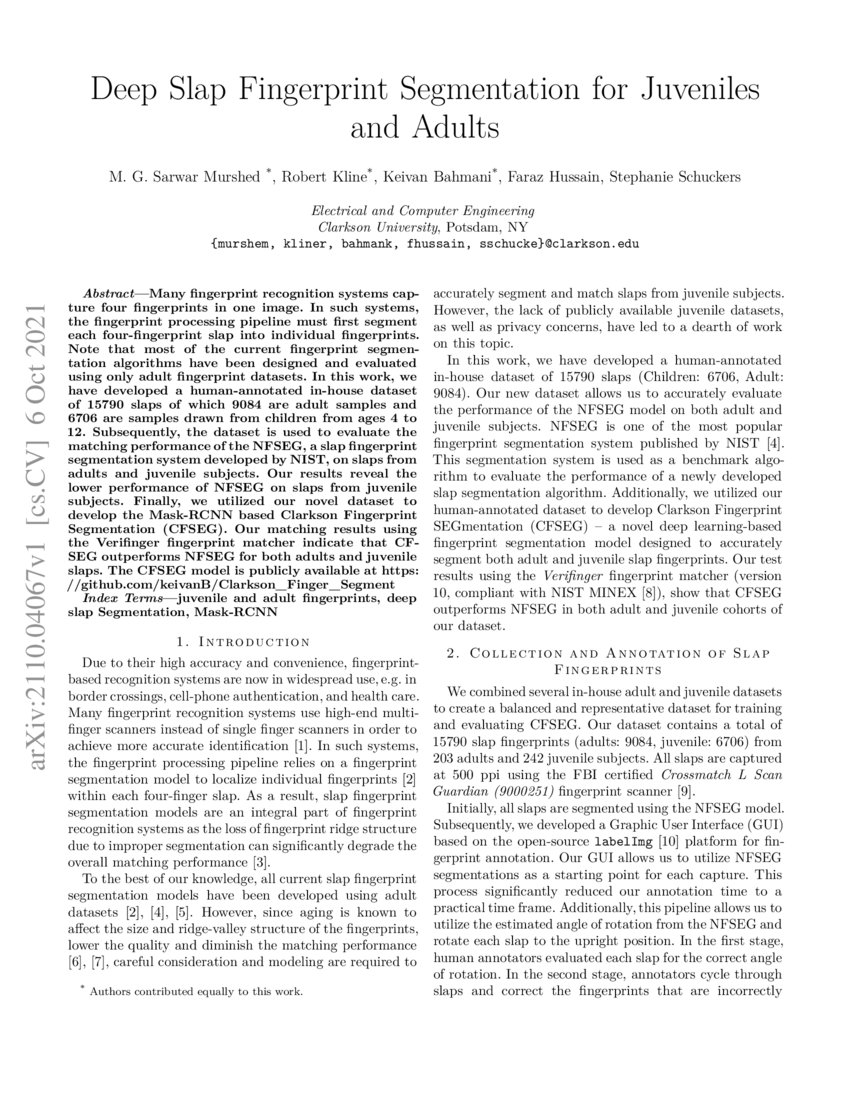 Deep Slap Fingerprint Segmentation for Juveniles and Adults | DeepAI