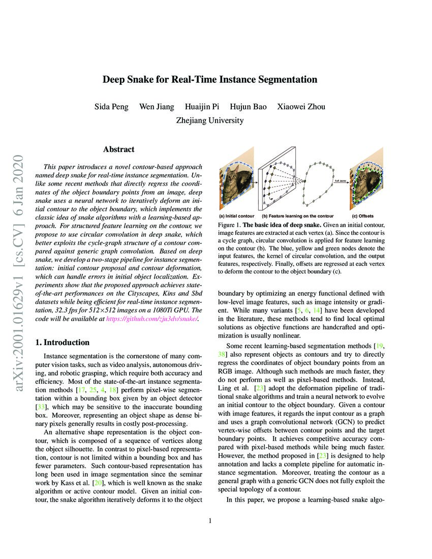 Deep Snake for Real-Time Instance Segmentation | DeepAI