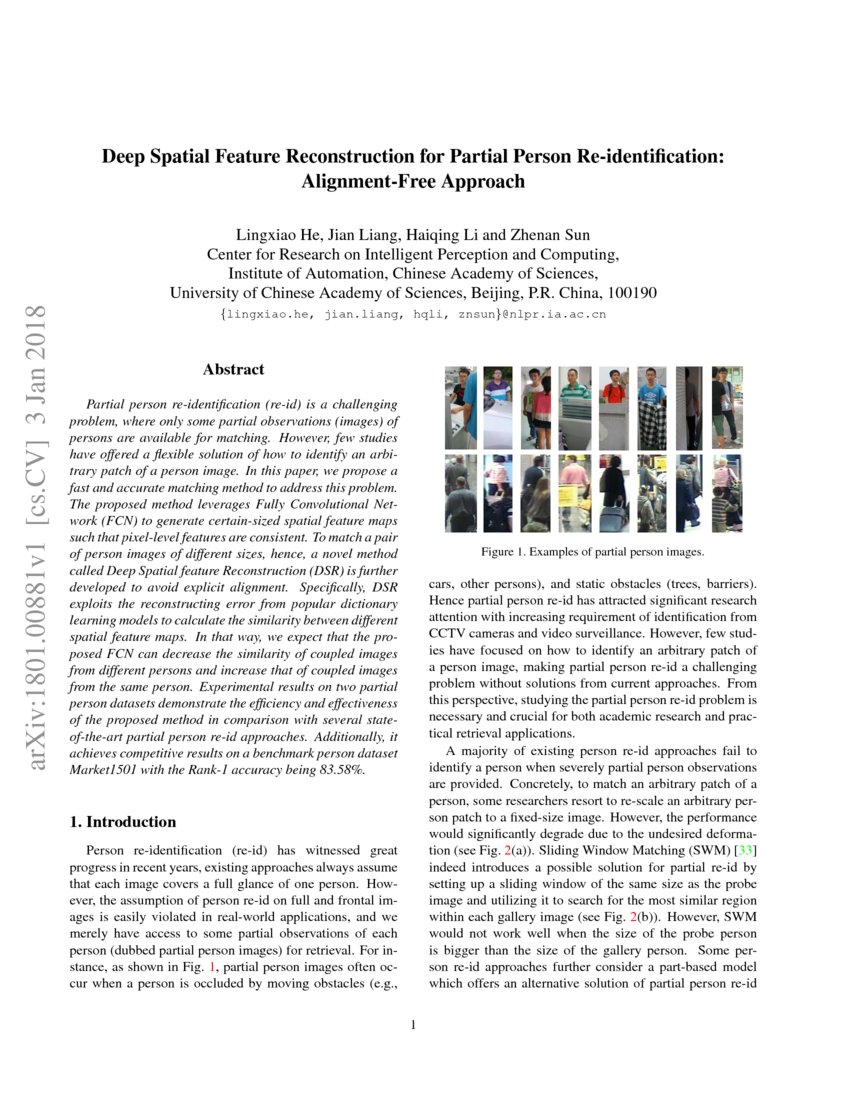 Deep Spatial Feature Reconstruction For Partial Person Re