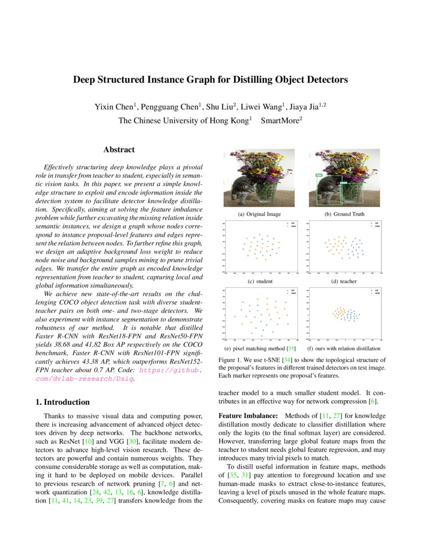 Deep Structured Instance Graph For Distilling Object Detectors Deepai