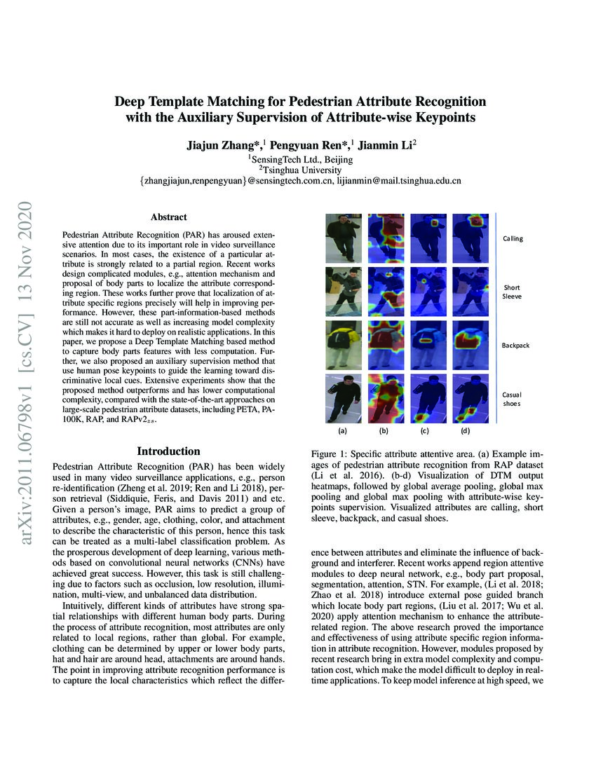 Deep Template Matching for Pedestrian Attribute Recognition with the Auxiliary Supervision of ...