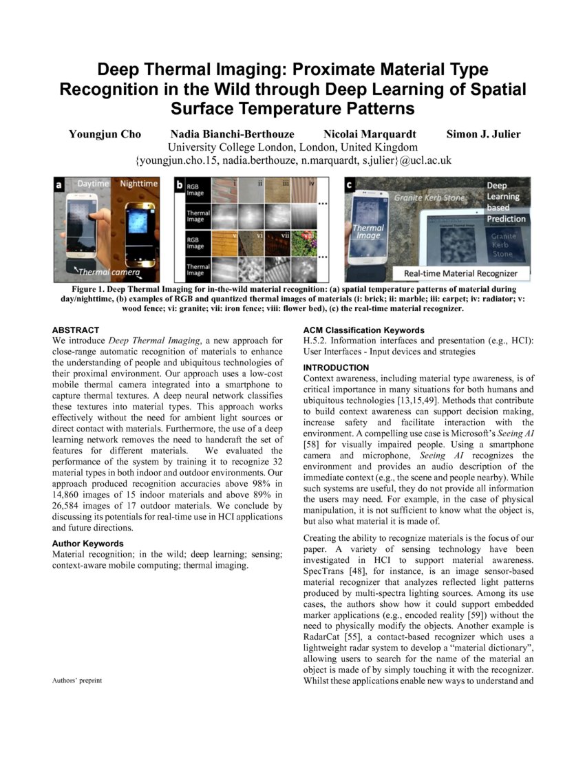 Deep Thermal Imaging Proximate Material Type Recognition In The Wild Through Deep Learning Of