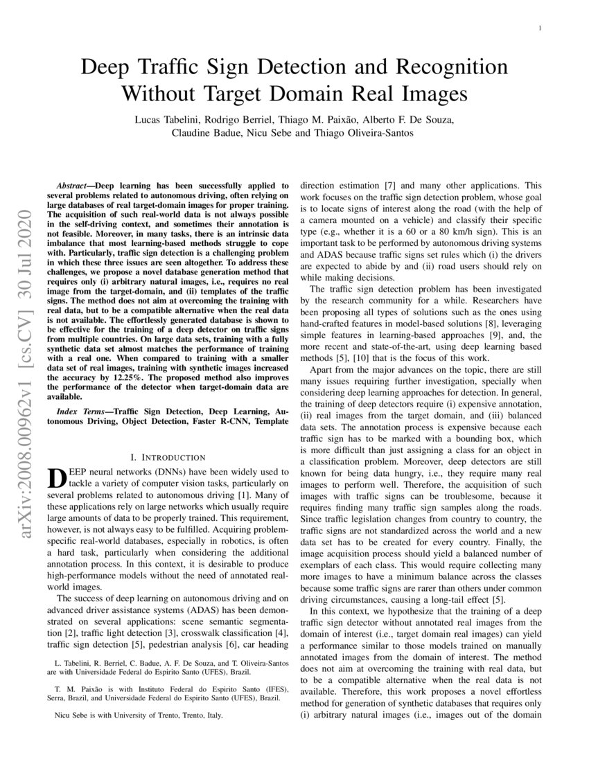 Deep Traffic Sign Detection and Recognition Without Target Domain Real ...