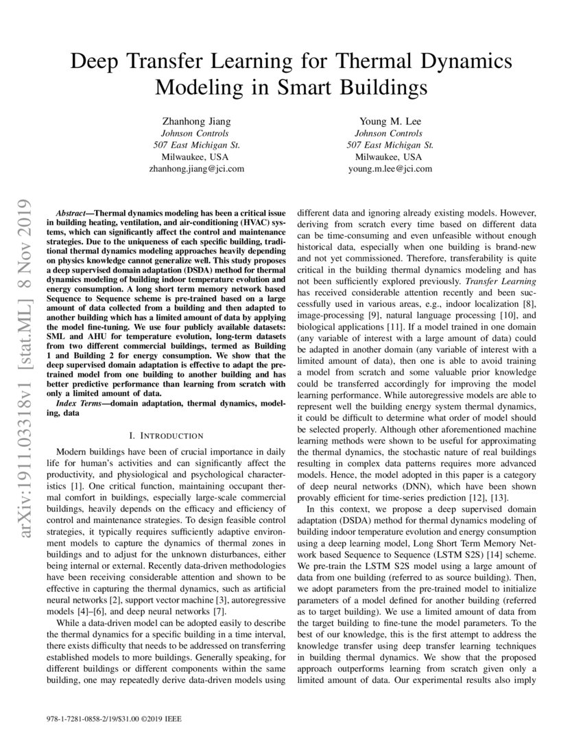 Deep Transfer Learning for Thermal Dynamics Modeling in Smart Buildings ...