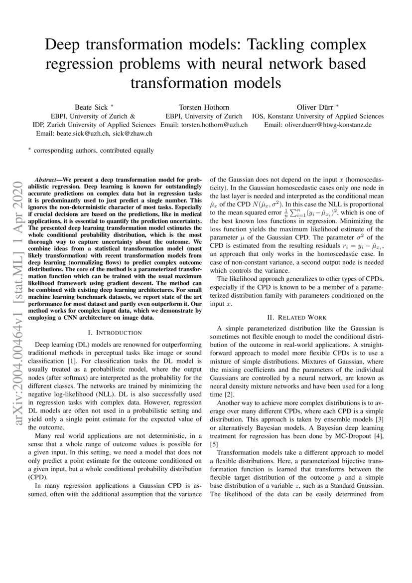 Deep transformation models: Tackling complex regression problems with ...
